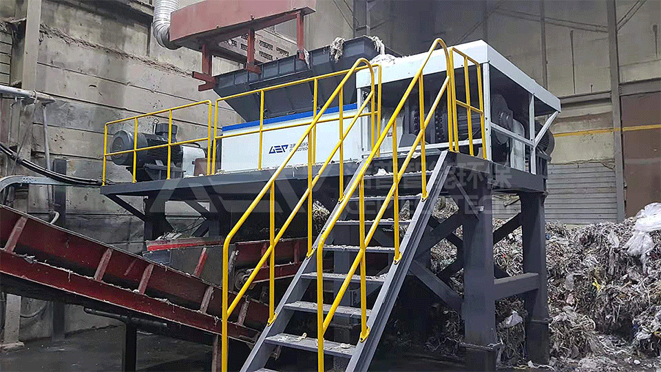 Double Shaft Shredder to Process the Pulper Ropes - GEP ECOTECH
